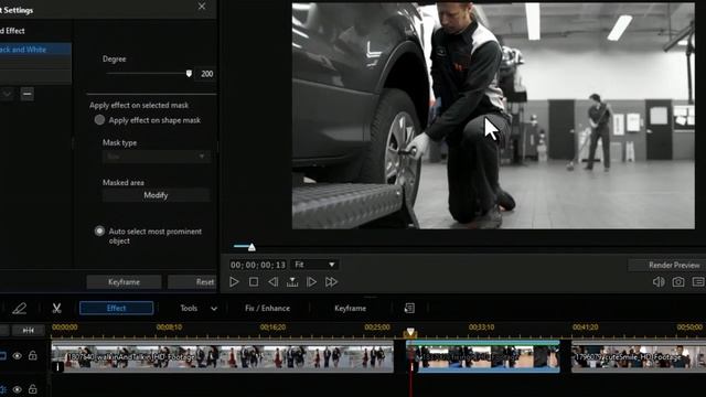 PowerDirector 21...- Маскировка стиля FX путем выбора наиболее заметного объекта