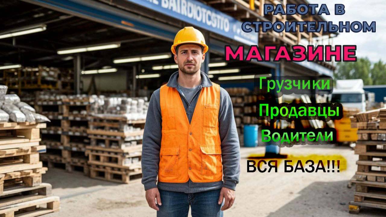 РАБОТА В СТРОИТЕЛЬНОМ МАГАЗИНЕ!!ГРУЗЧИКИ,ПРОДАВЦЫ,ВОДИТЕЛИ,СТОРОЖА!!ВСЯ БАЗА!!