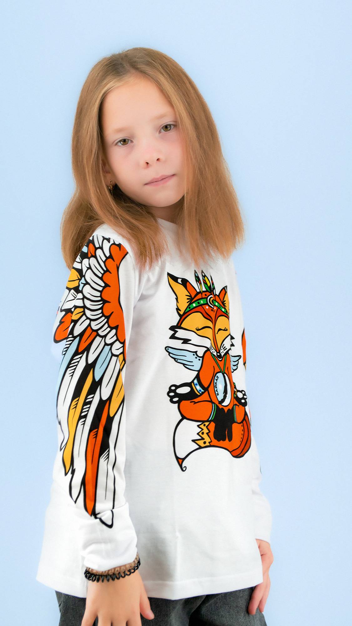 Лонгслив детский ЛИСА ДЗЕН (белый)