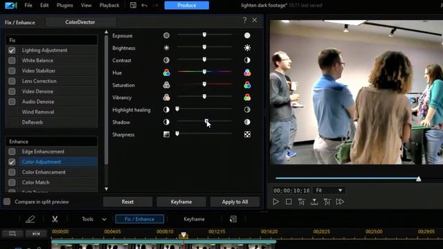 PowerDirector 20...- Советы по редактированию темных или тусклых необработанных кадров