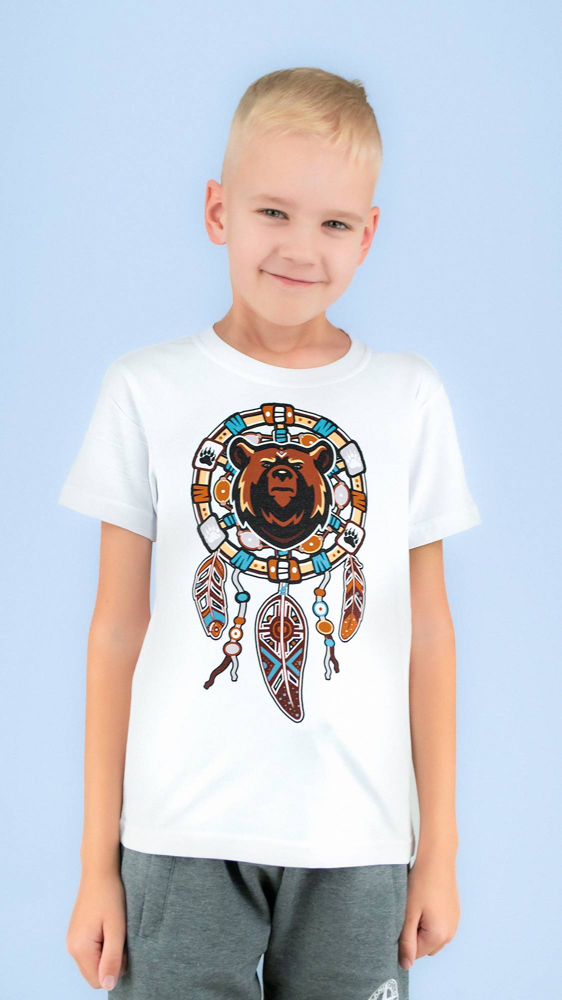 Футболка детская двусторонняя МЕДВЕДЬ В ЛОВЦЕ