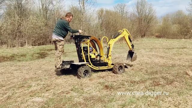 Мини экскаватор А20, бездорожье. Полевые испытания.