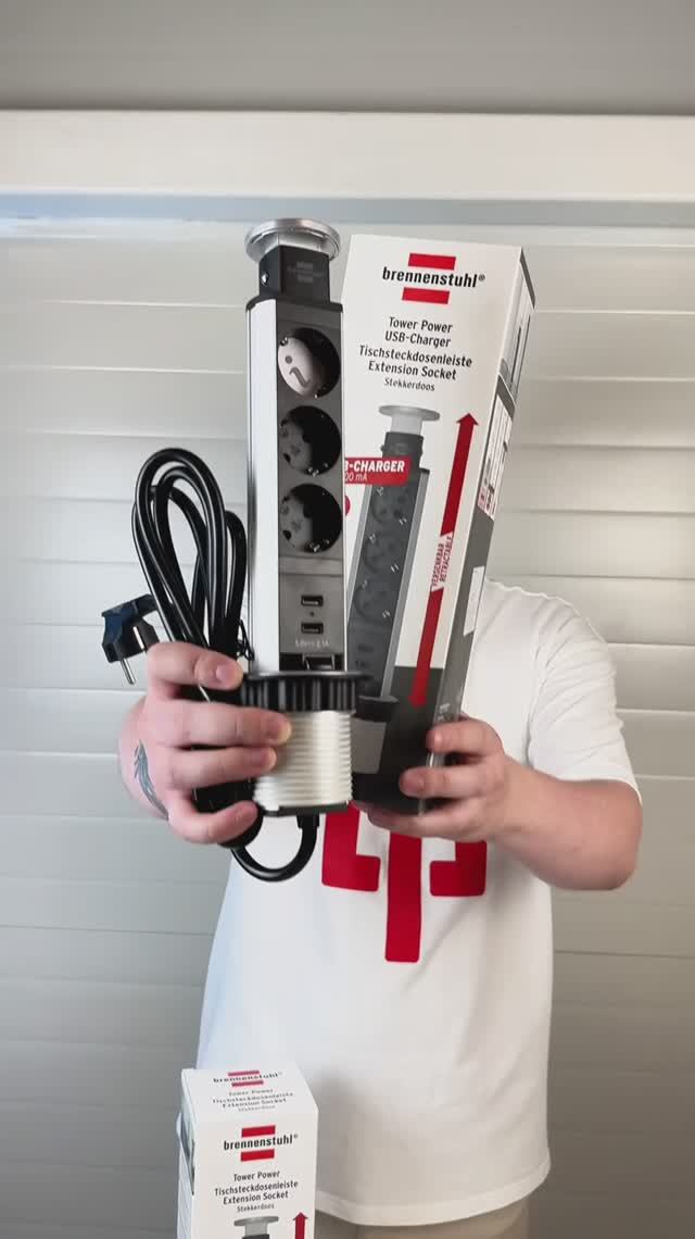 Удлинители-башни 2м встраиваемые в столешницу(3 роз,H05VV-F 3G1.5 и 2USB, H05VV-F 3G1.5)BRENNENSTUHL