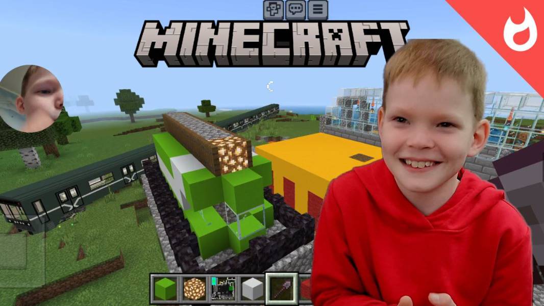 Стройка вокзала, тепловоза и железной дороги в Майнкрафт