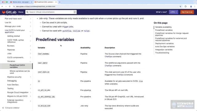 3.10 Predefined CI and CD Variables in GitLab