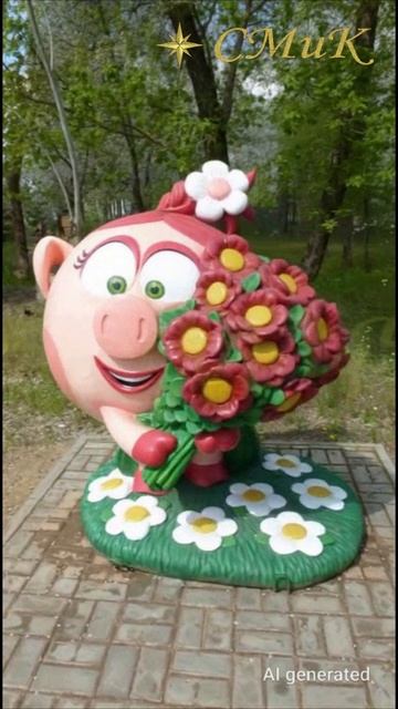 Нюша ожила! Бетонная скульптура из Смешариков удивила всех