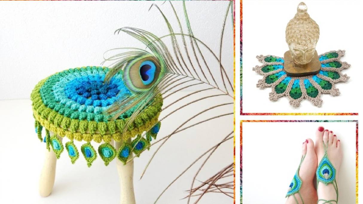 🦚🧶Вязаный УЗОР "ПАВЛИНЬЕ ПЕРО" и интерьерные вещицы с ETSY для вдохновения.🧶🦚