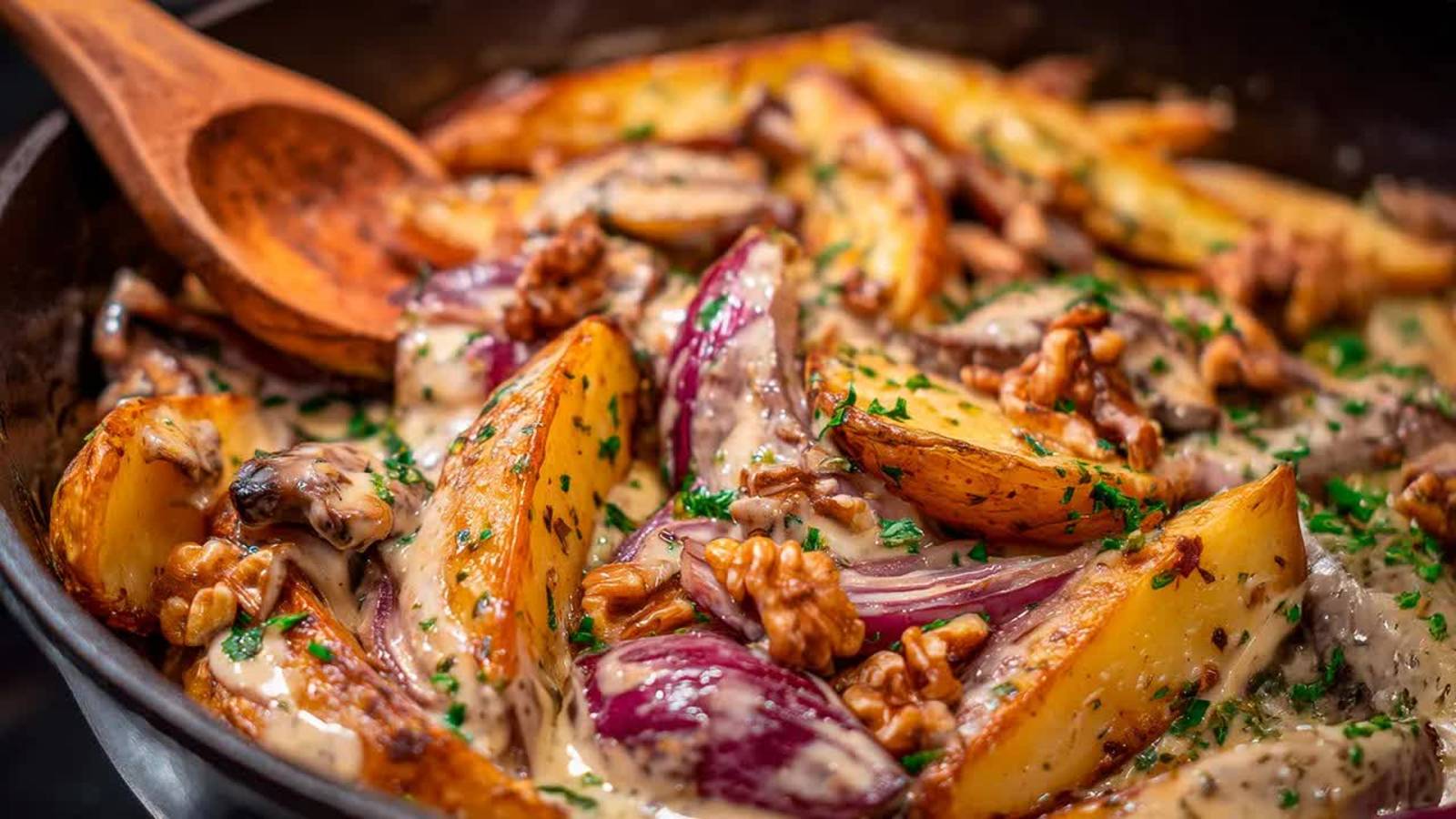 ОБОЖАЮ ТАКУЮ КАРТОШЕЧКУ! НЕВЕРОЯТНО ВКУСНО Запечённая КАРТОШКА С ГРИБАМИ в сливочном соусе!