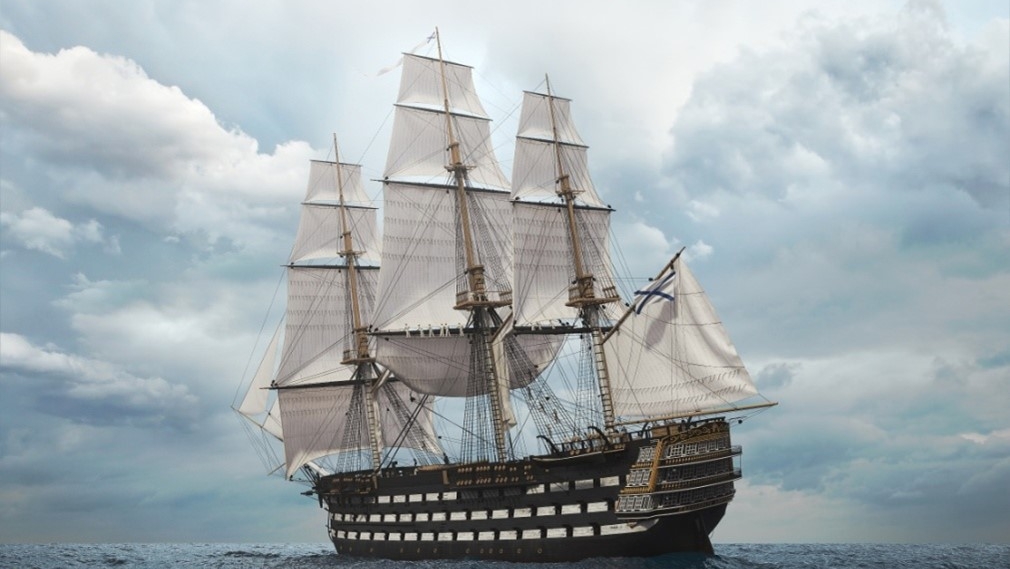 Российский парусный "Линкор12 Апостолов" (Орудийные порта левого борта , прогресс)