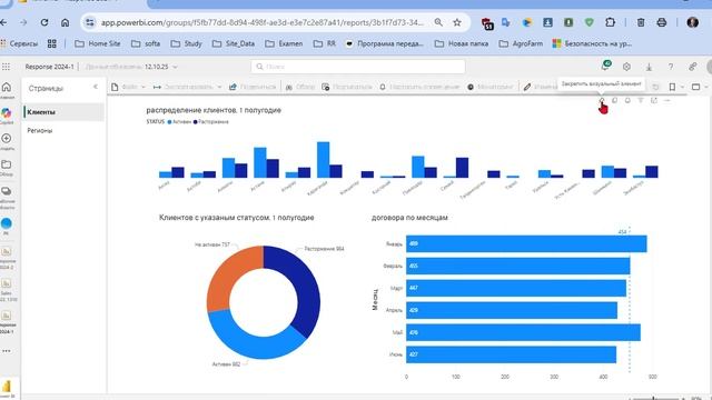 Создание и настройка панелей мониторинга (dashboard) в Power BI Service.