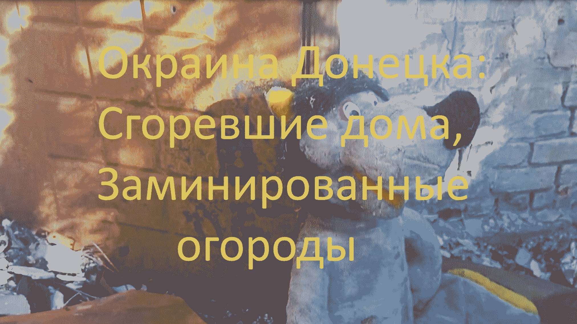 Окраина Донецка -Сгоревшие дома, заминированые огороды