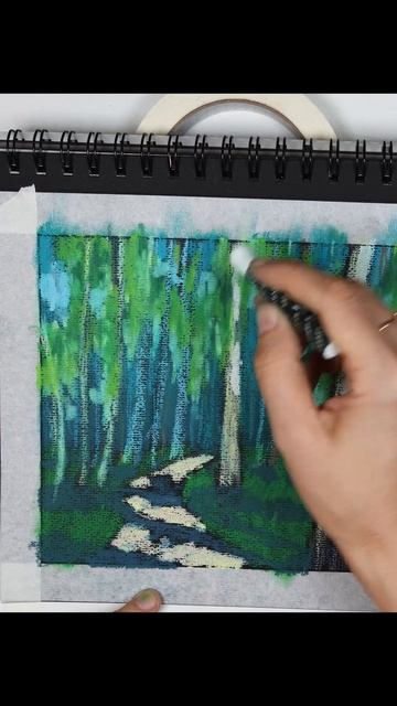 Рисуем летний лес масляной пастелью