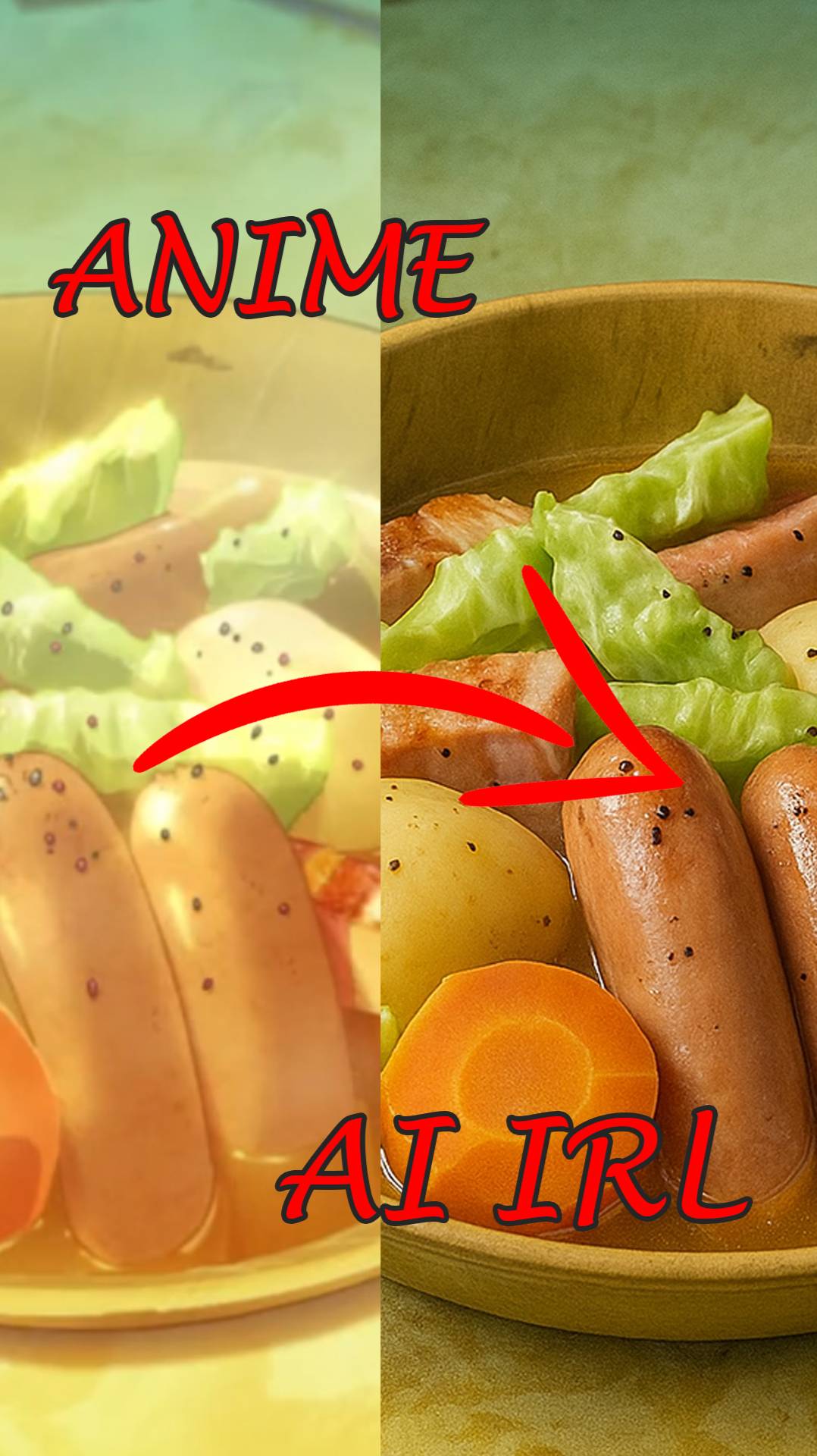 Кулинарные скитания в параллельном мире Аниме vs ИИ еда, битва шефов #аниме #еда #anime #Shorts