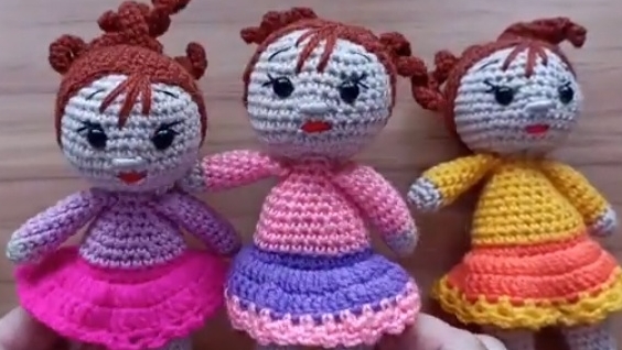 Куколка крючком. с. ч. 2 юбка, голова.