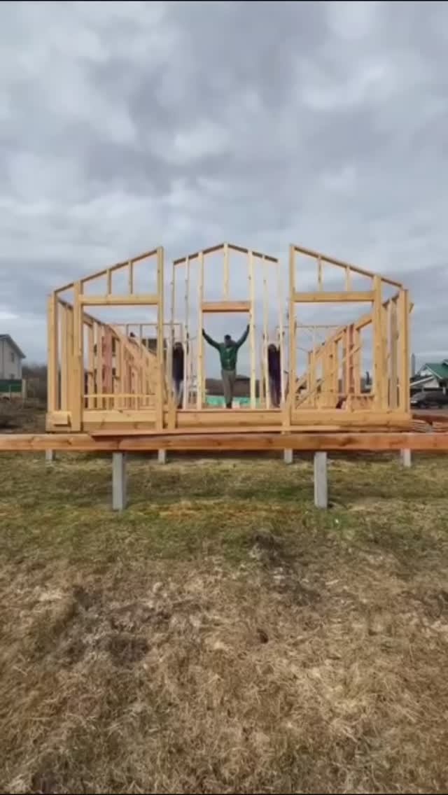 Сборка, поднятие и фиксация стен каркасного дома