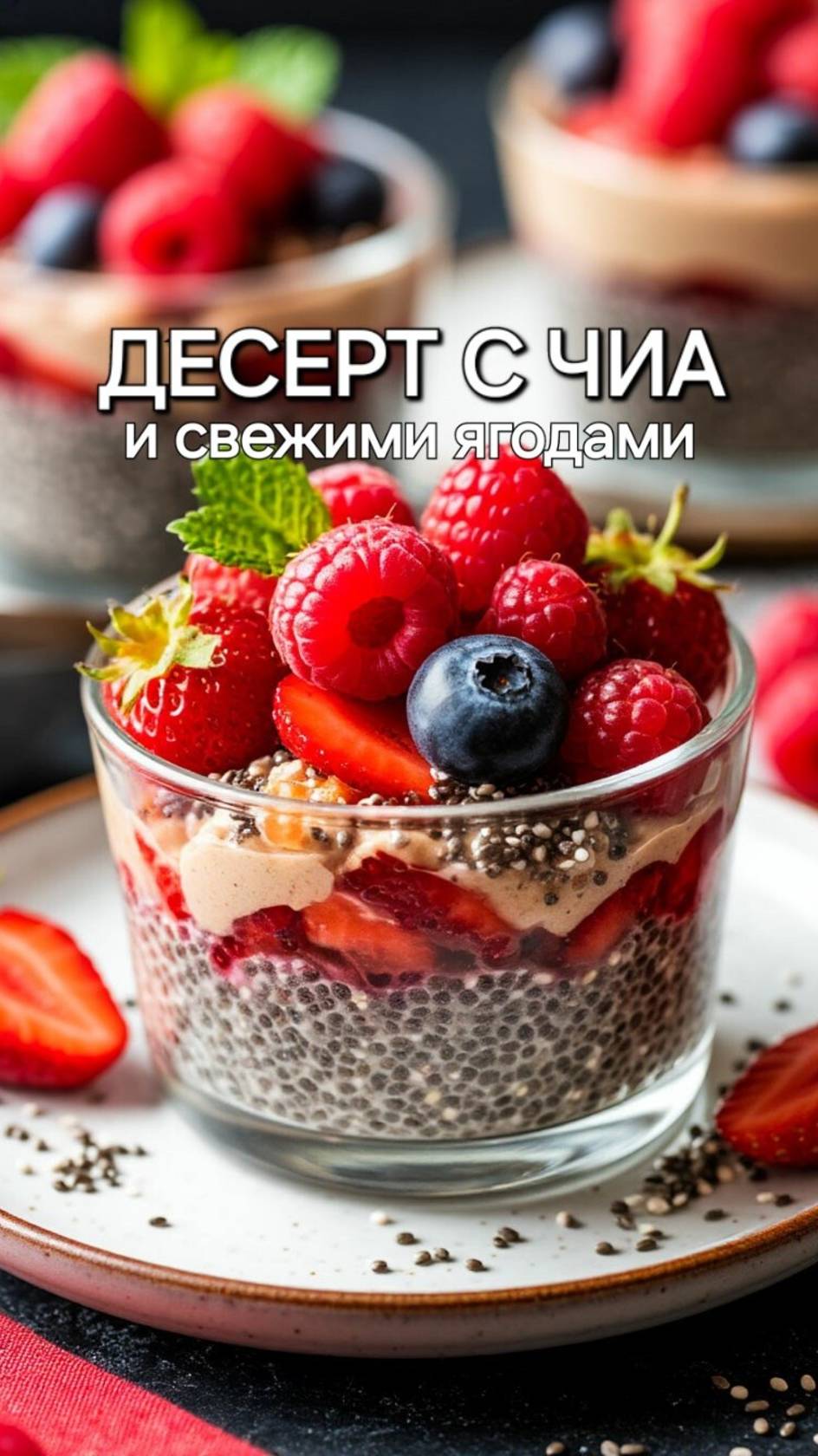 Полезный десерт с чиа и свежими ягодами