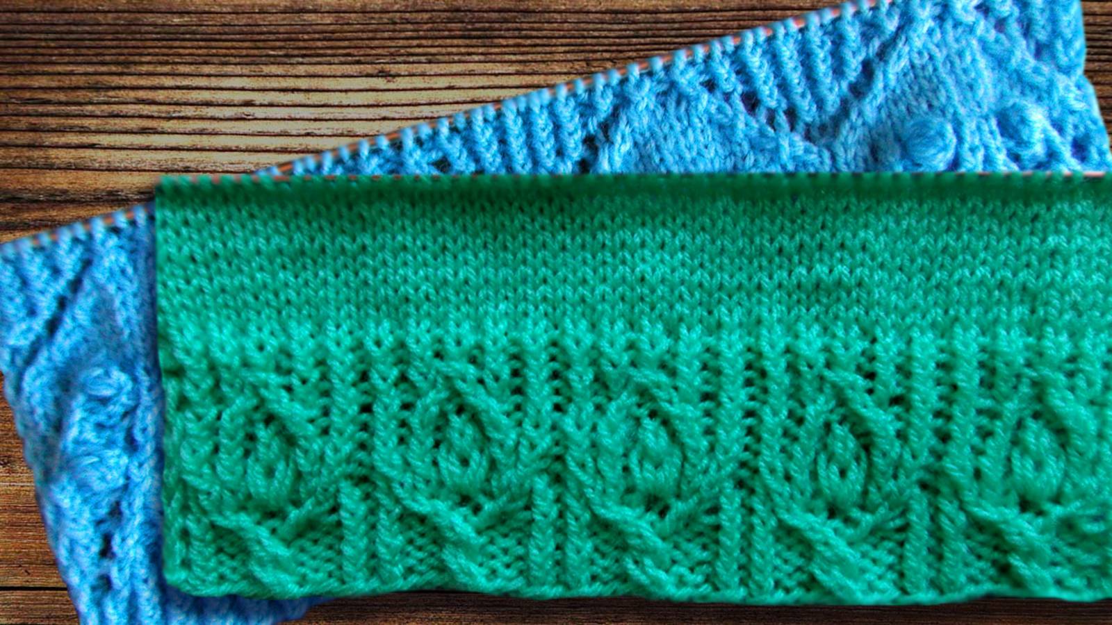 Резинка спицами с листьями. Узор 215 из 260