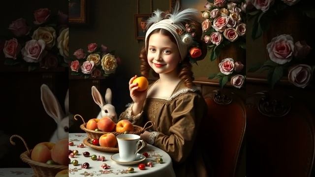 Девочка завтракает: оживленное фото красивой маленькой девочки, красивый подарок бабушке, видео 1