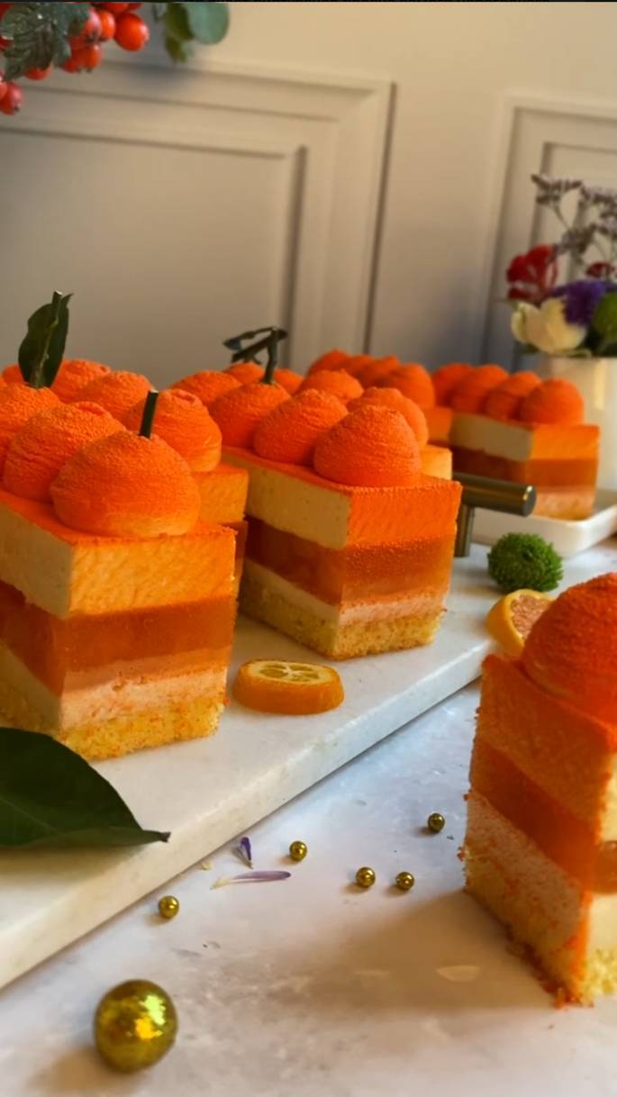 Пирожное нарезное "Апероль Спритс"