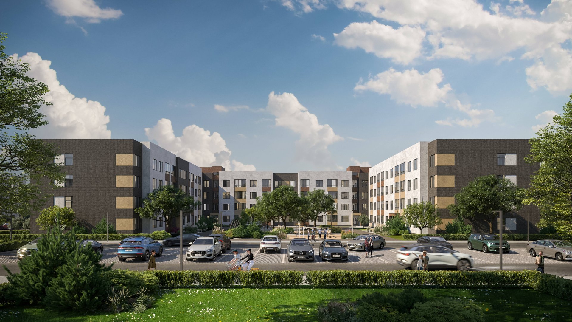 Дворы новостроек | ЖК "Смородин", 1 оч. | Автозаводский р-н, ул.Зеленхозовская, д.1н | Сентябрь 2025