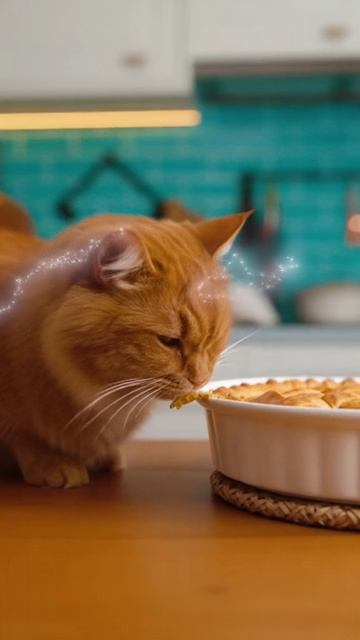 Гениальный план кота 🐱🍎 Идеальный манёвр с яблочным пирогом!