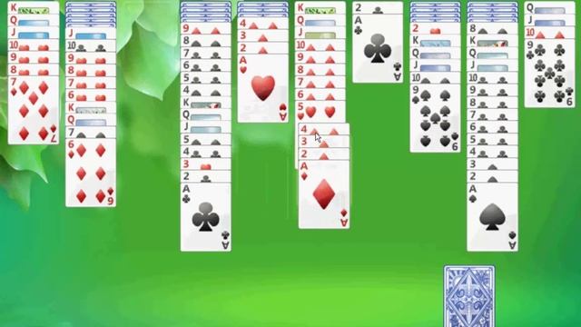 Пасьянс Паук 4 масти из WindowsXP. Прохождение с возвратами.