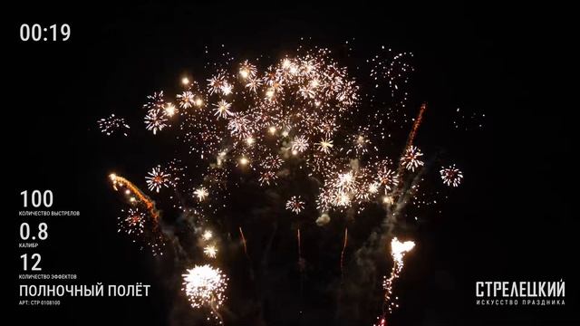 Веерный фейерверк 100 залпов «Полночный Полет» Стрелецкий СТР 0108100