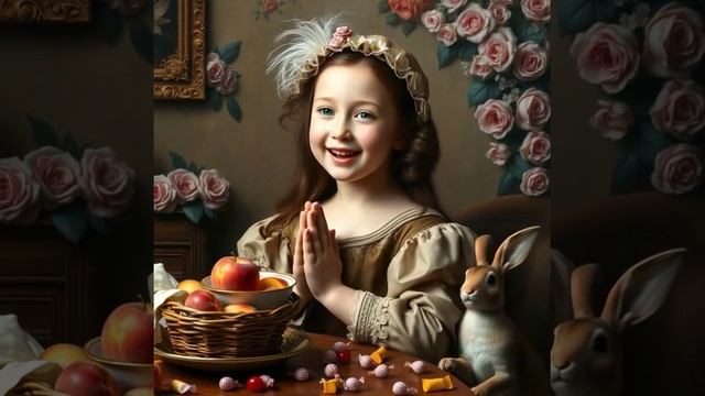 Оживленное фото красивой маленькой девочки, красивый подарок бабушке, видео 2