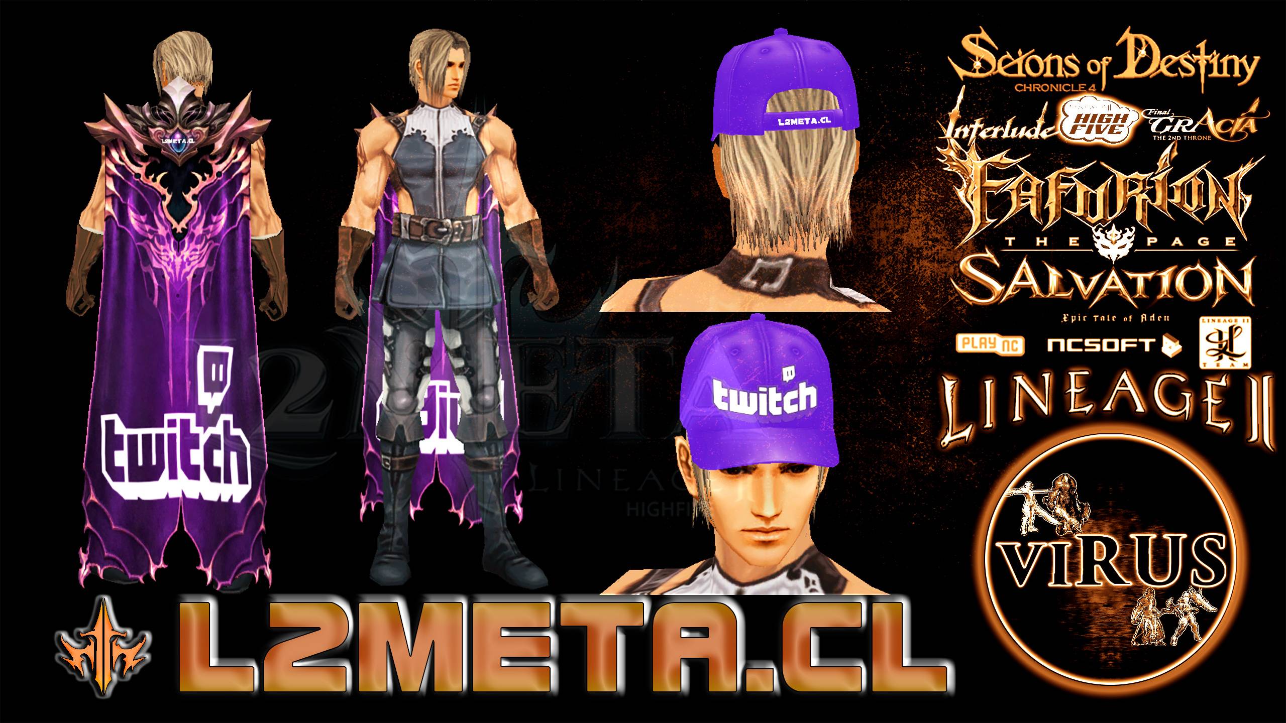 Twitch Cap and Cloak Set for the www.L2Meta.Cl server. Lineage II-High Five ◄√i®uS►