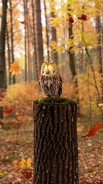 Сова остановила время в осеннем лесу 🦉✨ Магия, которую вы не объясните