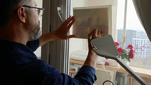 Авторский повтор, перевод наброска под акварель Фрагмент мастер-класса Сергея Алдушкина