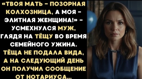 ИСТОРИЯ ИЗ ЖИЗНИ/Твоя мать-позорная колхозница, а моя-элитная женщина,- усмехнулся муж