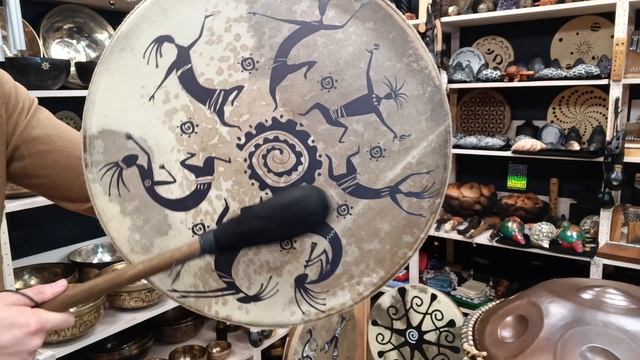 Шаманский бубен 50х50см с рисунком / Шаманский бубен / тюнгур / дюнгюр / shamanic.moscow