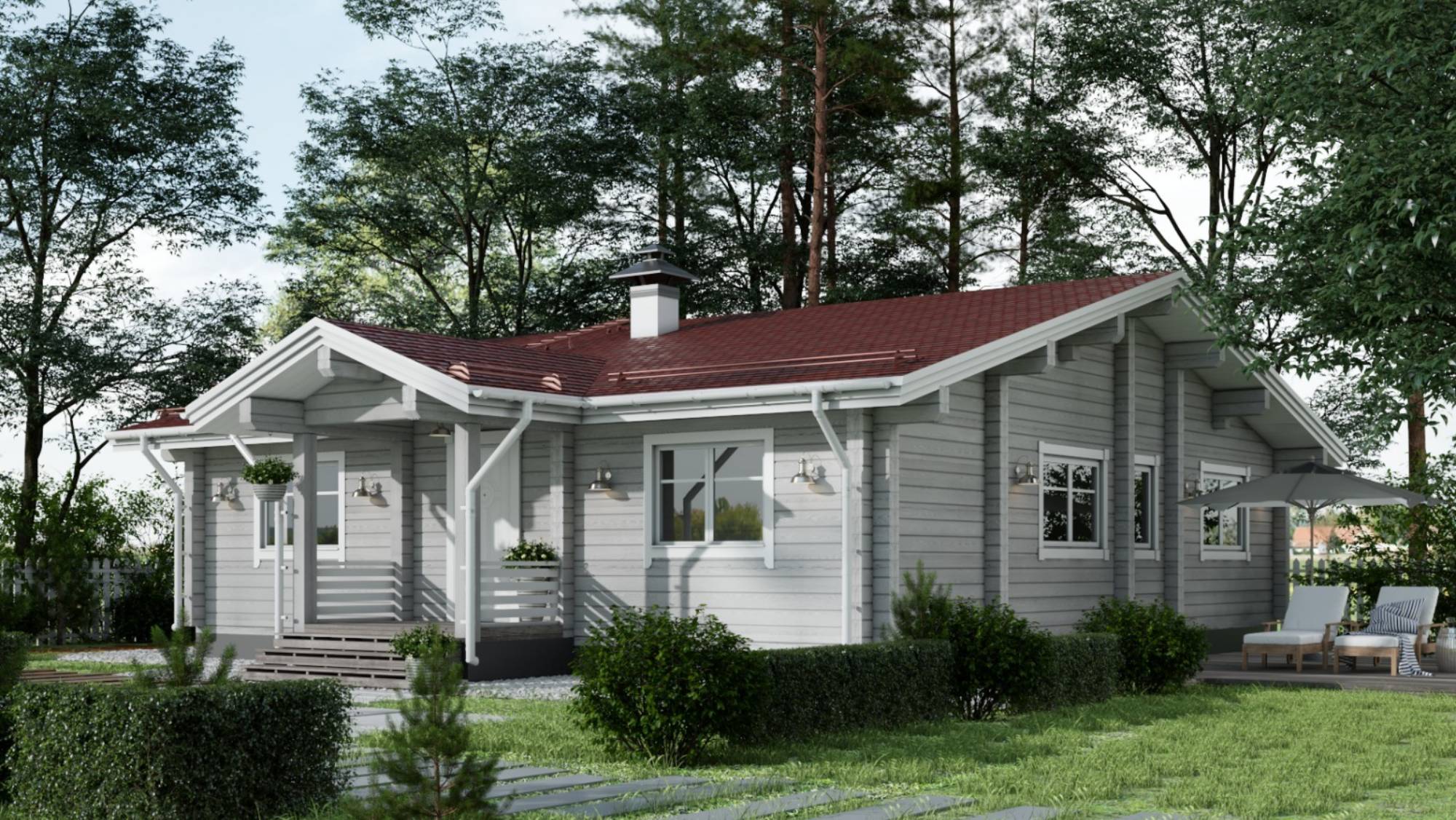 Одноэтажный дом из клееного бруса 127 м2 в КП "Финская деревня"