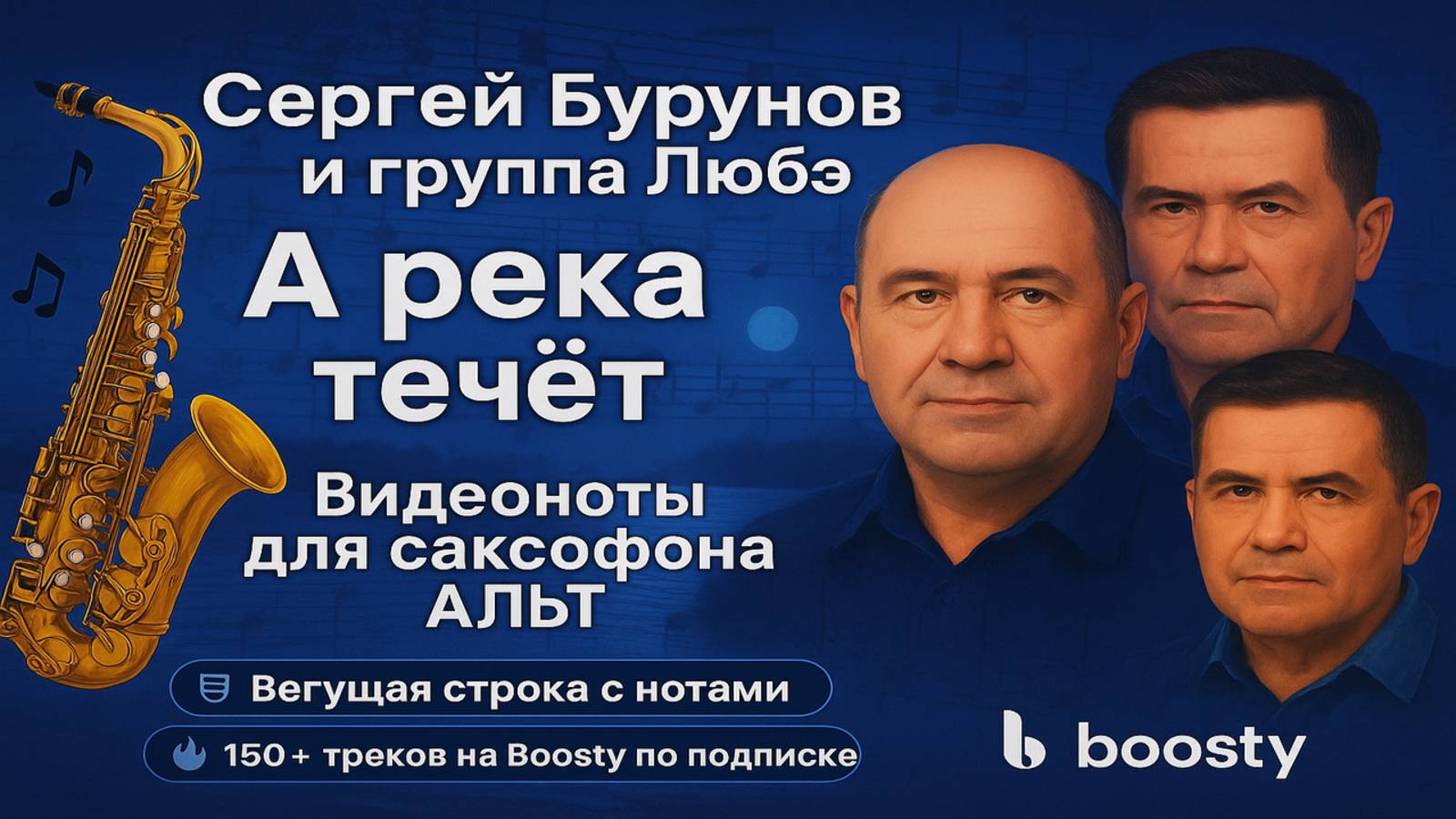 🎷 Сергей Бурунов и гр. Любэ — А река течёт | Видеоноты для саксофона АЛЬТ