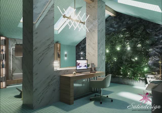 Приморский, кабинет в мансарде