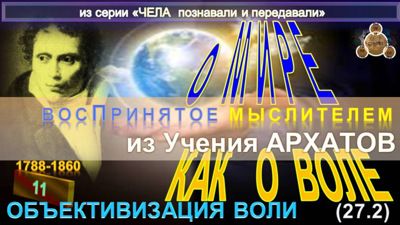 (11) О МИРЕ КАК О ВОЛЕ. втч из труда А. Шопенгауэра (1788-1860) -  О МИРЕ КАК О ВОЛЕ И ПРЕДСТАВЛЕНИИ