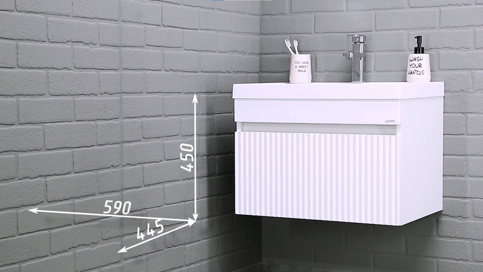 Тумба подвесная под умывальник "UNIT 60" Бриз с одним ящиком В1 Айсберг