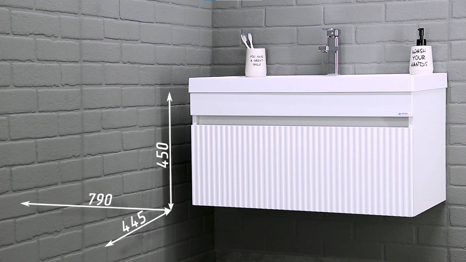 Тумба подвесная под умывальник "UNIT 80" Бриз с одним ящиком В1 Айсберг