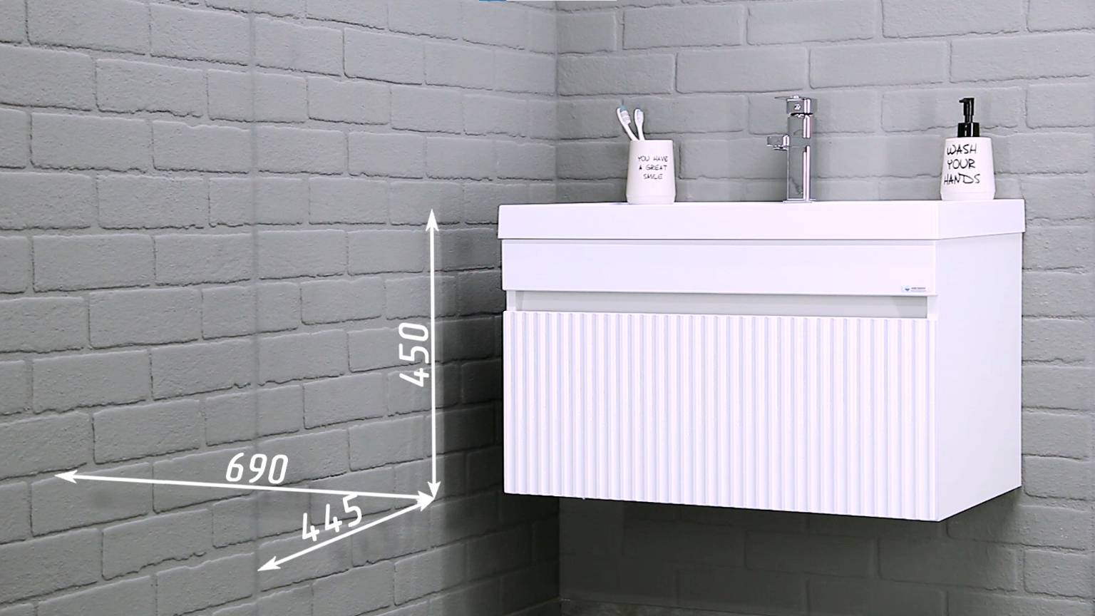 Тумба подвесная под умывальник "UNIT 70" Бриз с одним ящиком В1 Айсберг