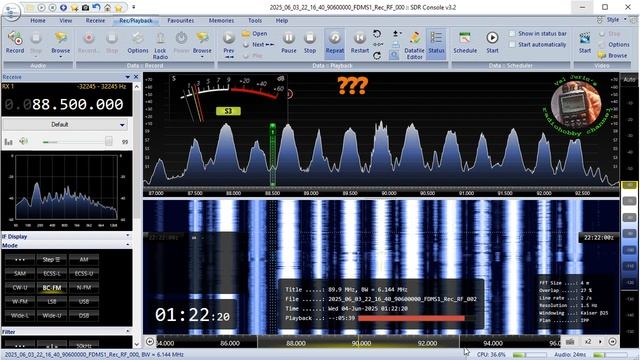 03.06.2025 22:22UTC, [Es], Неидентифицированная станция, предположительно Италия, 88.5МГц