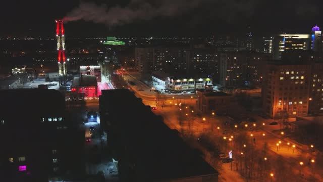 Вечерний зимний Сургут с высоты. 2021.