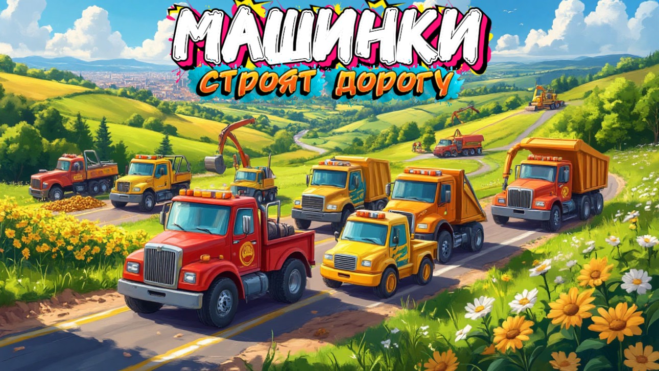 машинки делают дорогу, мультфильмы для детей про машинки