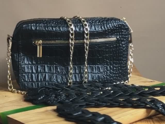 Сумка на плечо и кросс-боди "Кроко" чёрный лён