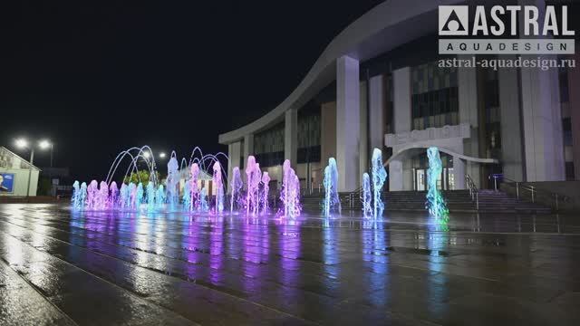 Строительство пешеходного динамического фонтана перед КСК "Геолог" размером 30х10 м, г. Тарко-Сале