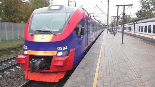 Электропоезд ЭП2Д-0284 (ЦППК), скоростной приг. поезд  "РЭКС-экспресс" № 7123 Раменское – Москва.