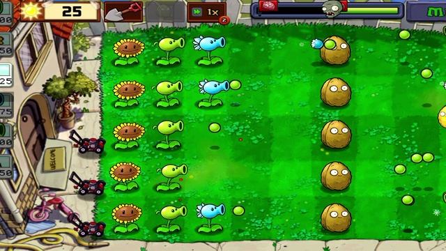 Прохожу мини игру в PVZ 1 "Зомботания"