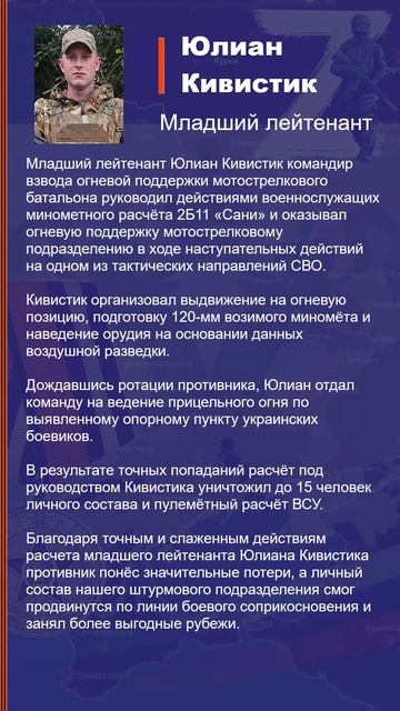 Юлиан Кивистик Наградной лист Z