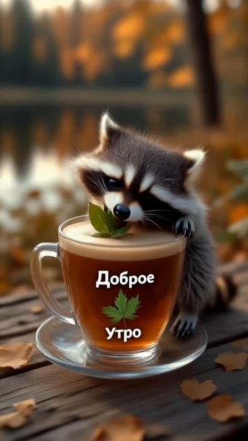 Доброе утречко от милого енотика👍💖#shorts