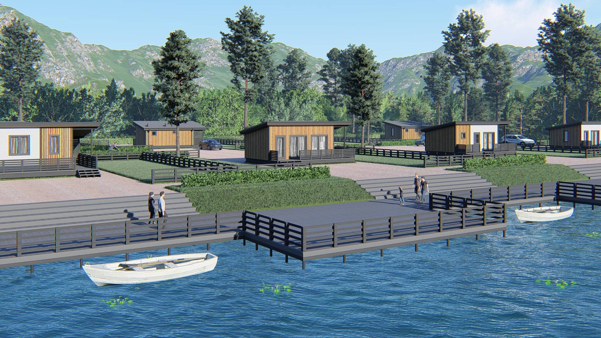 Визуализация  баз отдыха из каркасных мини-домов (модель - Archicad 26, рендер - Lumion 8.5)